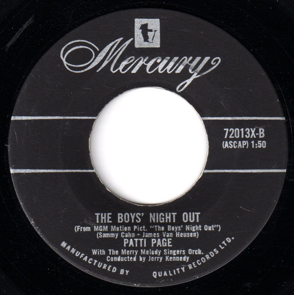 Boys' Night Out by Patti Page - 1962 Hit Song - Vancouver Pop Music ...