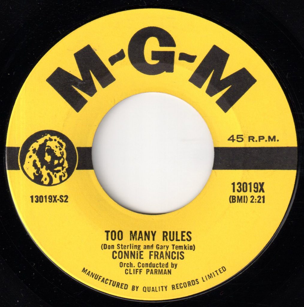 Too Many Rules by Connie Francis - 1961 Hit Song - Vancouver Pop Music ...