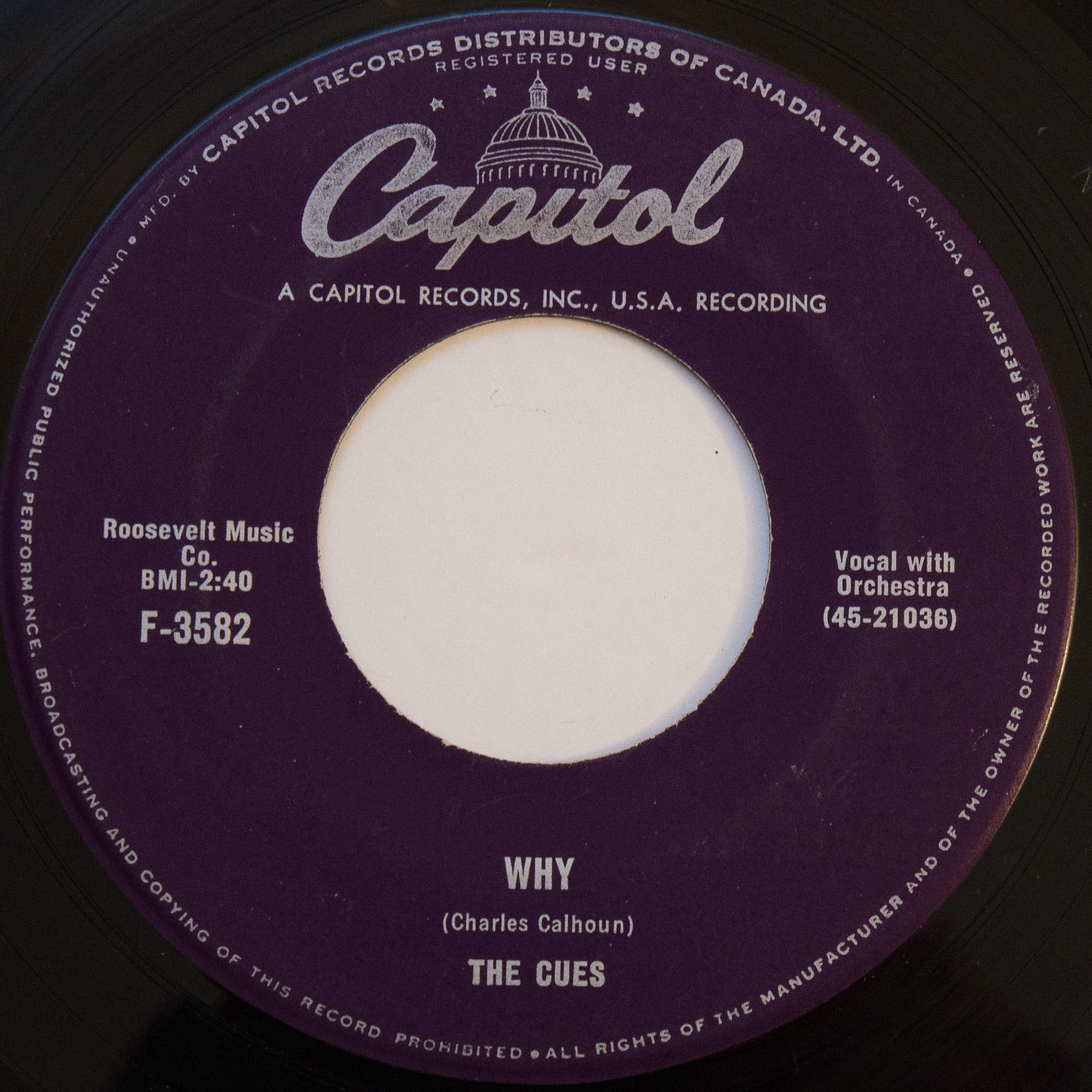 Why by The Cues - 1957 Hit Song - Vancouver Pop Music Signature Sounds