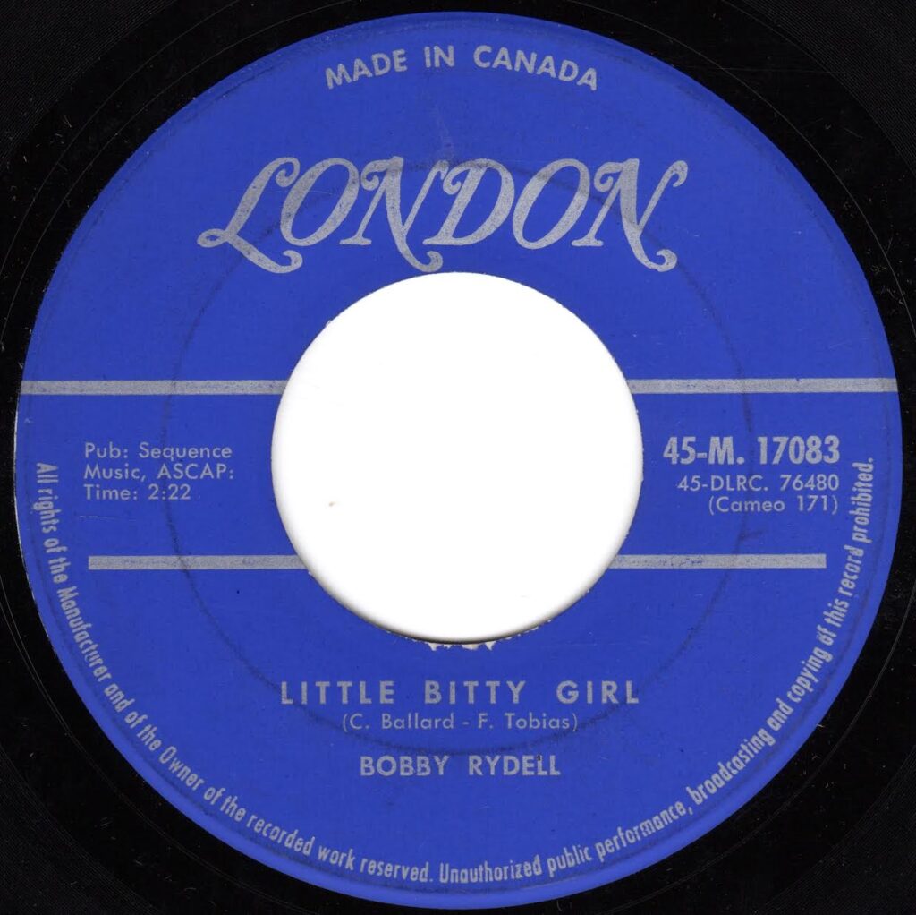 Little Bitty Girl by Bobby Rydell - 1960 Hit Song - Vancouver Pop Music ...